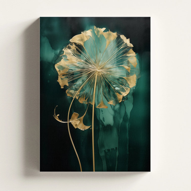 Mercer41 Gold Dandelion Wall Art | Abstract Floral Canvas Print | Wayfair.co.uk